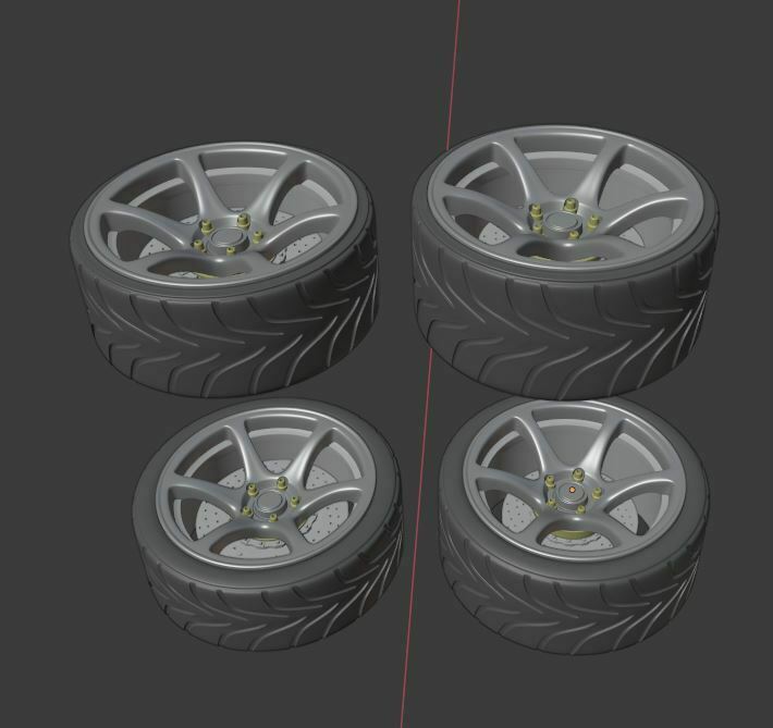 3D file KNS J1 wheel set for diecast and RC model 1/64 1/43 1/24 1/18 1 ...