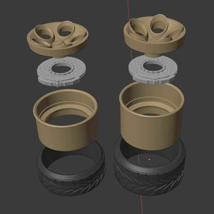 3D file Supercar 2 Style Wheels: Front and Rear Set・3D print design to ...