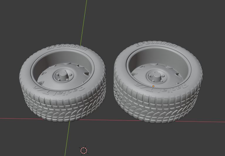 3D file Muscle Car Rallye Wheels with Tire - Front and Rear for RC and ...