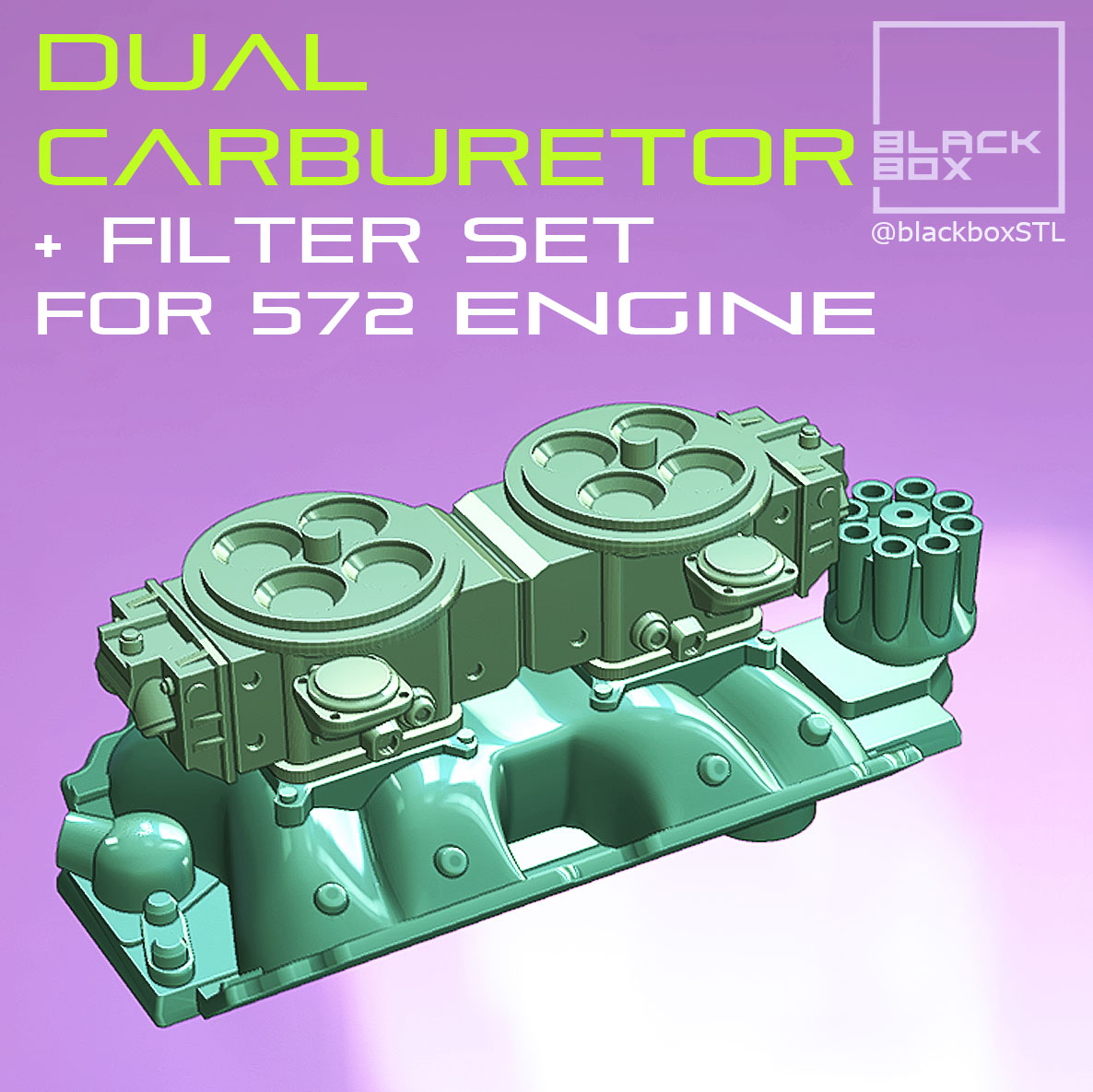 3D file Dual Carburetor set with filters for 572 ENGINE 1-24th・3D ...