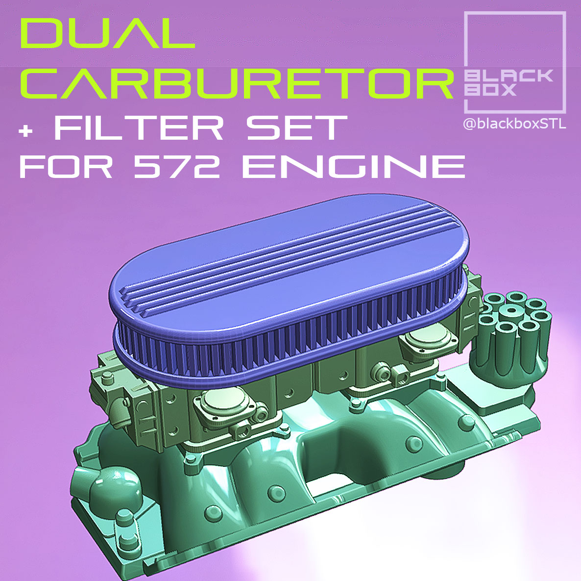 3D file Dual Carburetor set with filters for 572 ENGINE 1-24th・3D ...