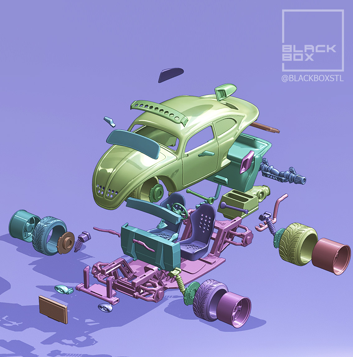 3D file HOT BUG 1/24 FULL MODELKIT 🥵・3D printer model to download・Cults