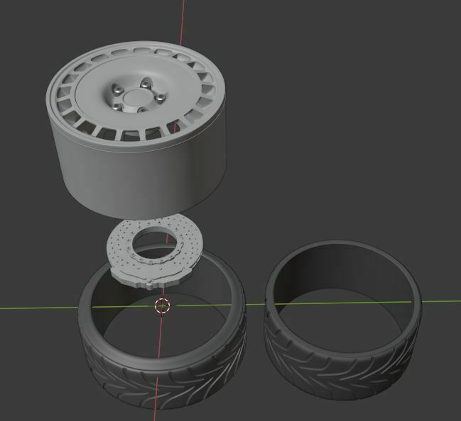 3D file Rally style Wheel set with two tire types・3D printable model to ...