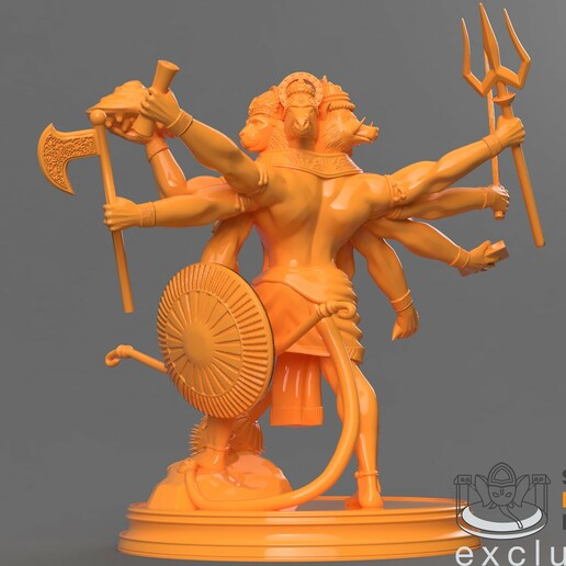 Download free STL file Five Faced Divine Monkey - Hanuman • 3D printing ...