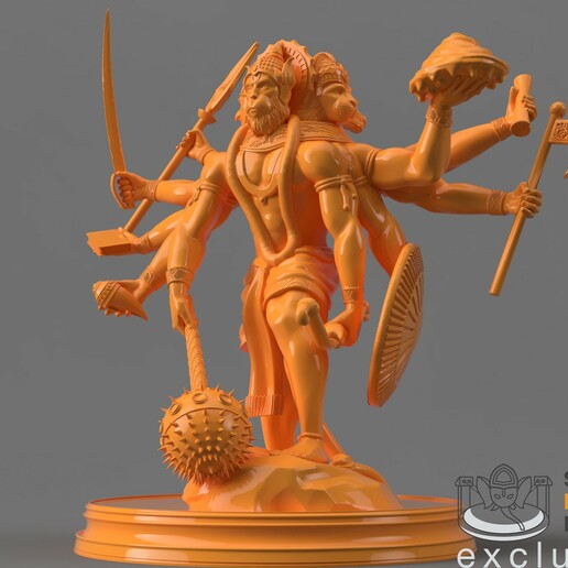 Download free STL file Five Faced Divine Monkey - Hanuman • 3D printing ...