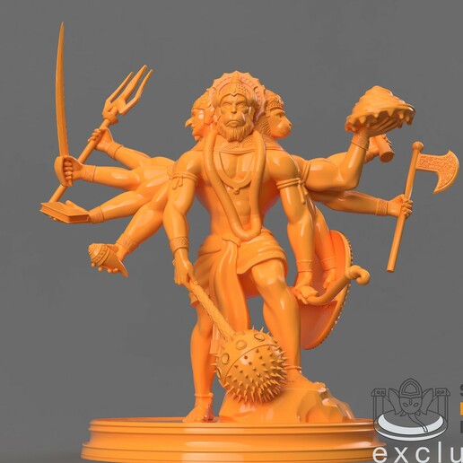 Download free STL file Five Faced Divine Monkey - Hanuman • 3D printing ...