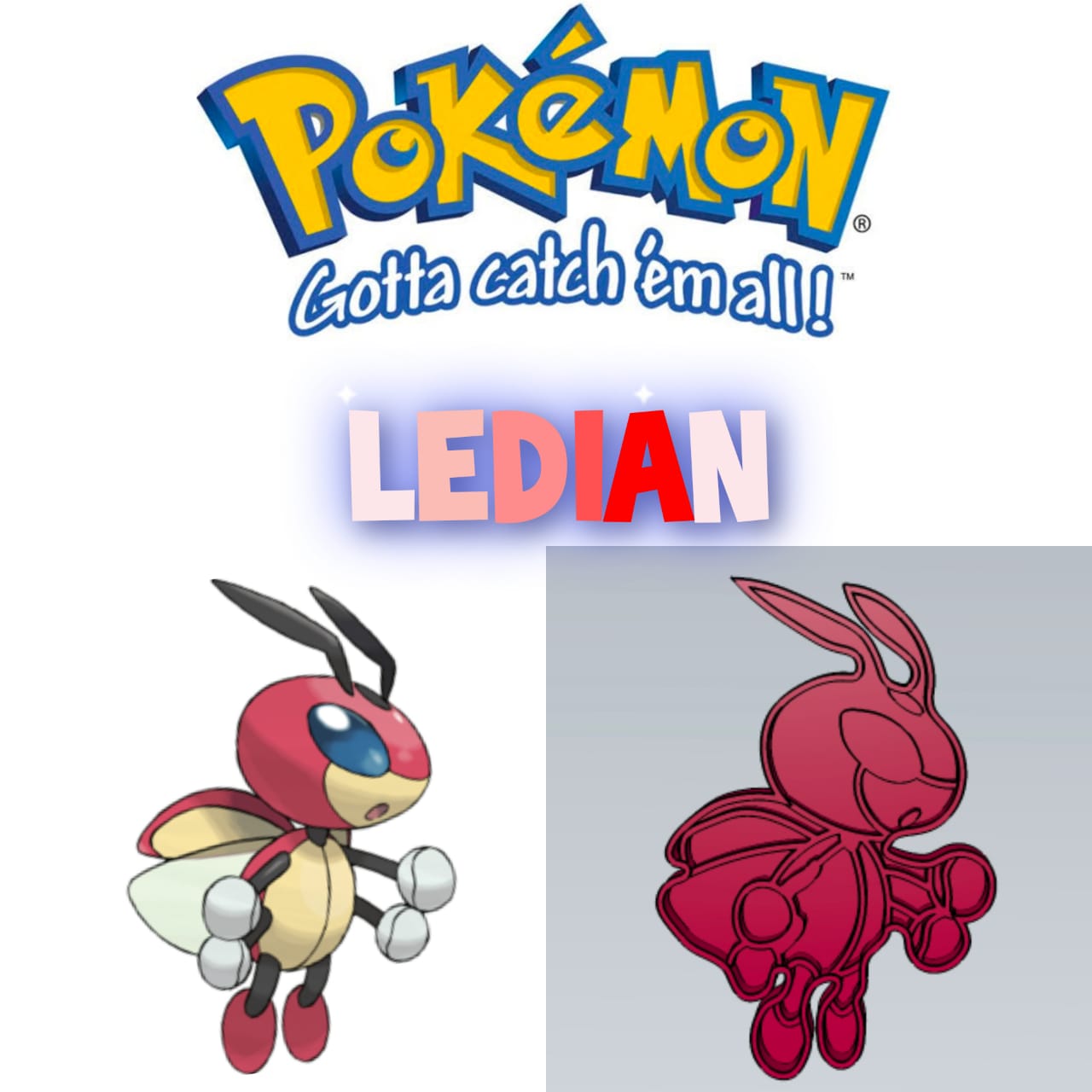 STL file AMAZING POKEMON Ledian COOKIE CUTTER STAMP CAKE DECORATING・3D ...