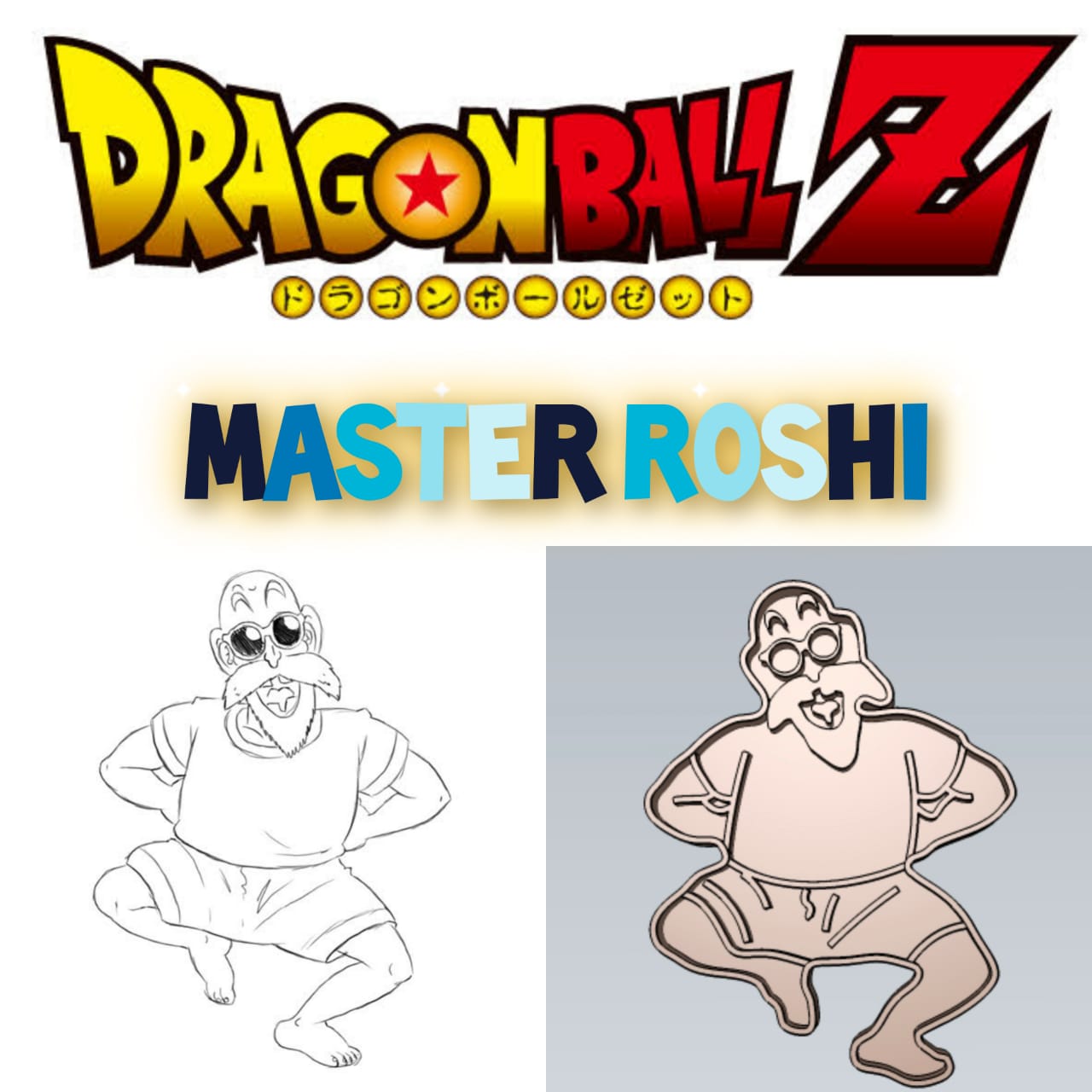 STL file Amazing Dragon Ball Character master roshi Cookie Cutter Stamp ...