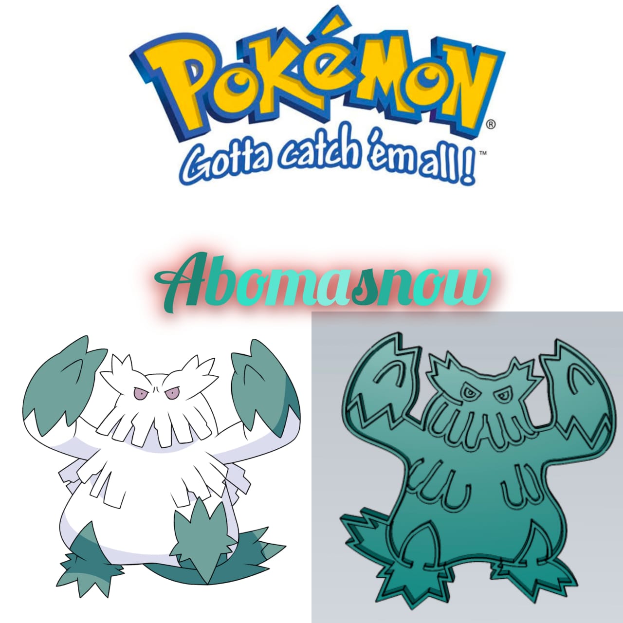 STL file AMAZING POKEMON abomasnow COOKIE CUTTER STAMP CAKE DECORATING ...