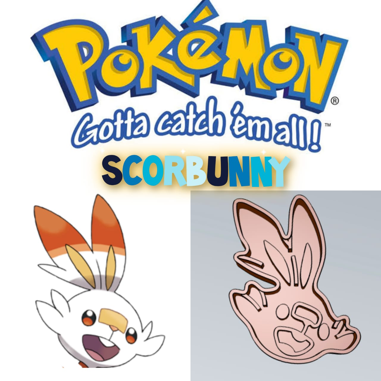 STL file AMAZING POKEMON Scorbunny COOKIE CUTTER STAMP CAKE DECORATING ...