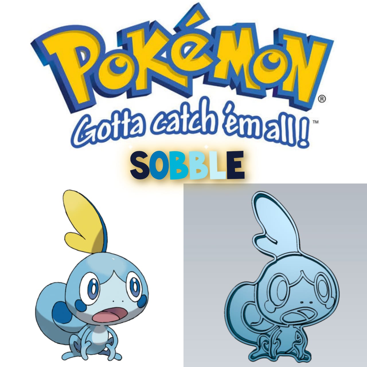 STL file AMAZING POKEMON sobble COOKIE CUTTER STAMP CAKE DECORATING・3D ...