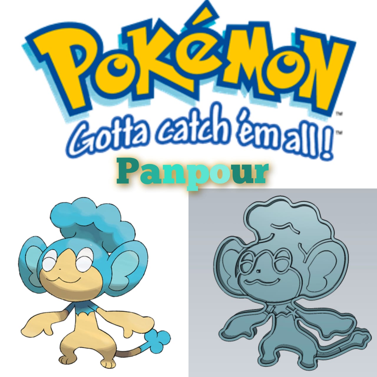 STL file AMAZING POKEMON Panpour COOKIE CUTTER STAMP CAKE DECORATING 🐉 ...