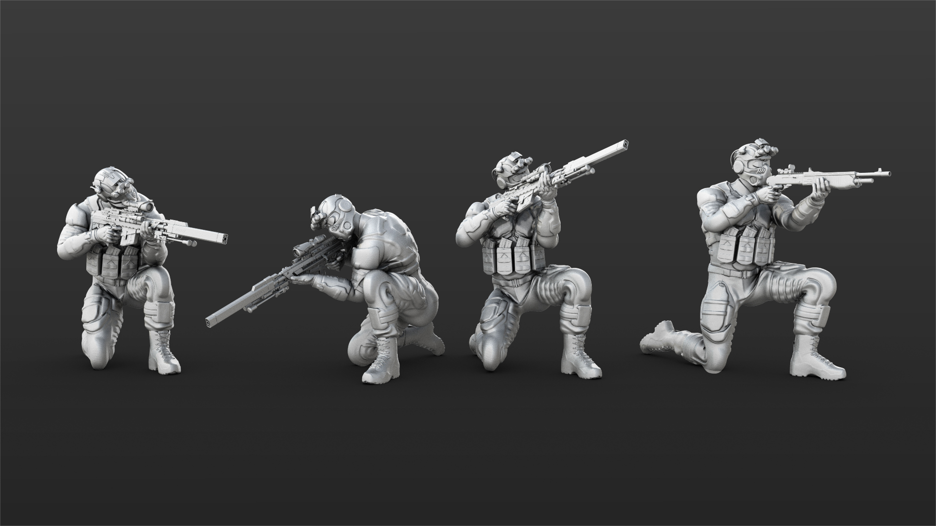 Download STL file 38 Sci-fi soldier figure set • 3D printing model ・ Cults