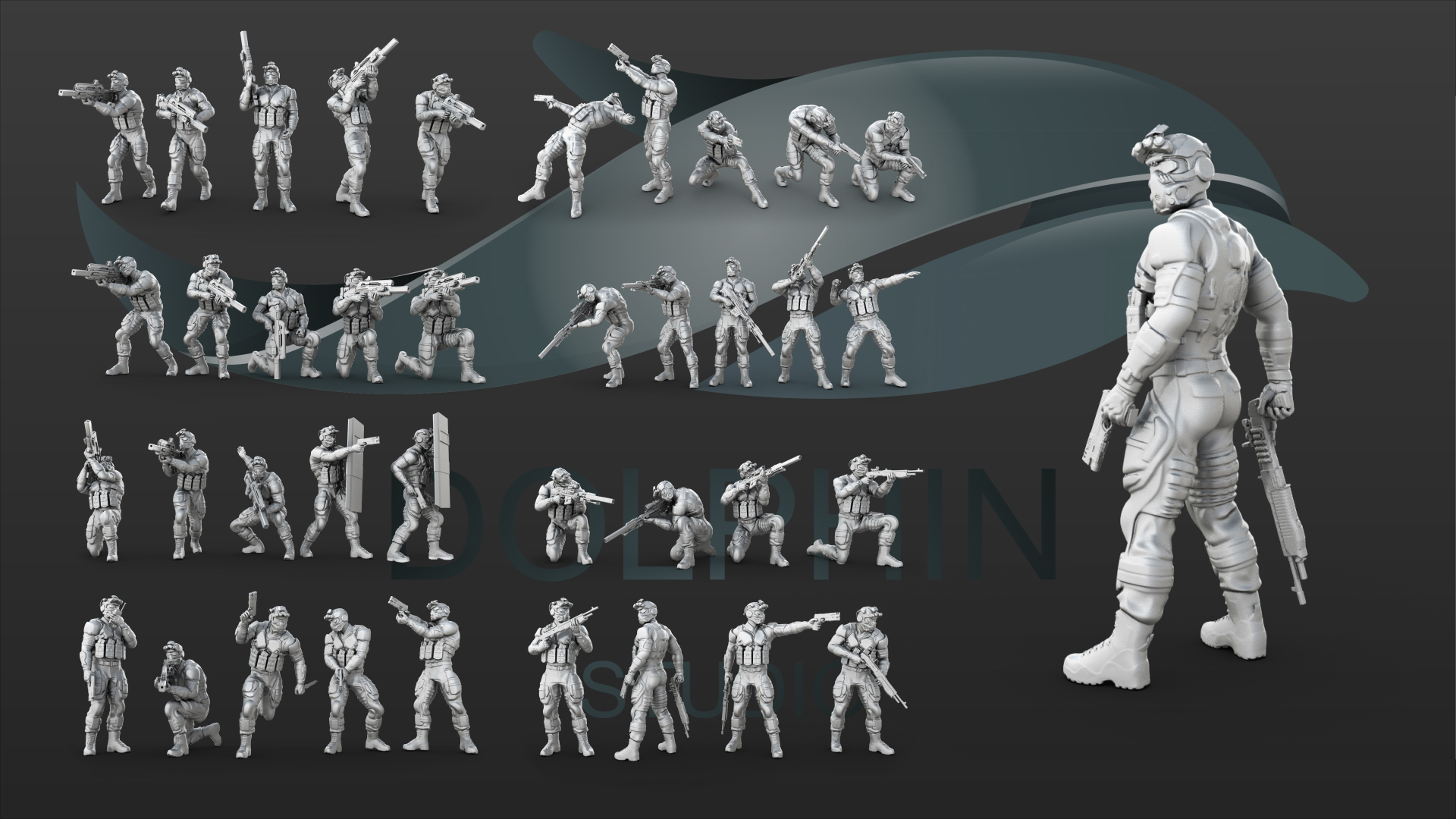 3D file 38 Sci-fi soldier figure set 🫡・3D print design to download・Cults