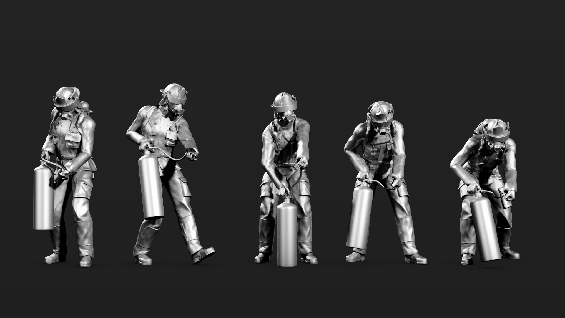 3D file Fireman figures Set 02 🚒・3D printer design to download・Cults
