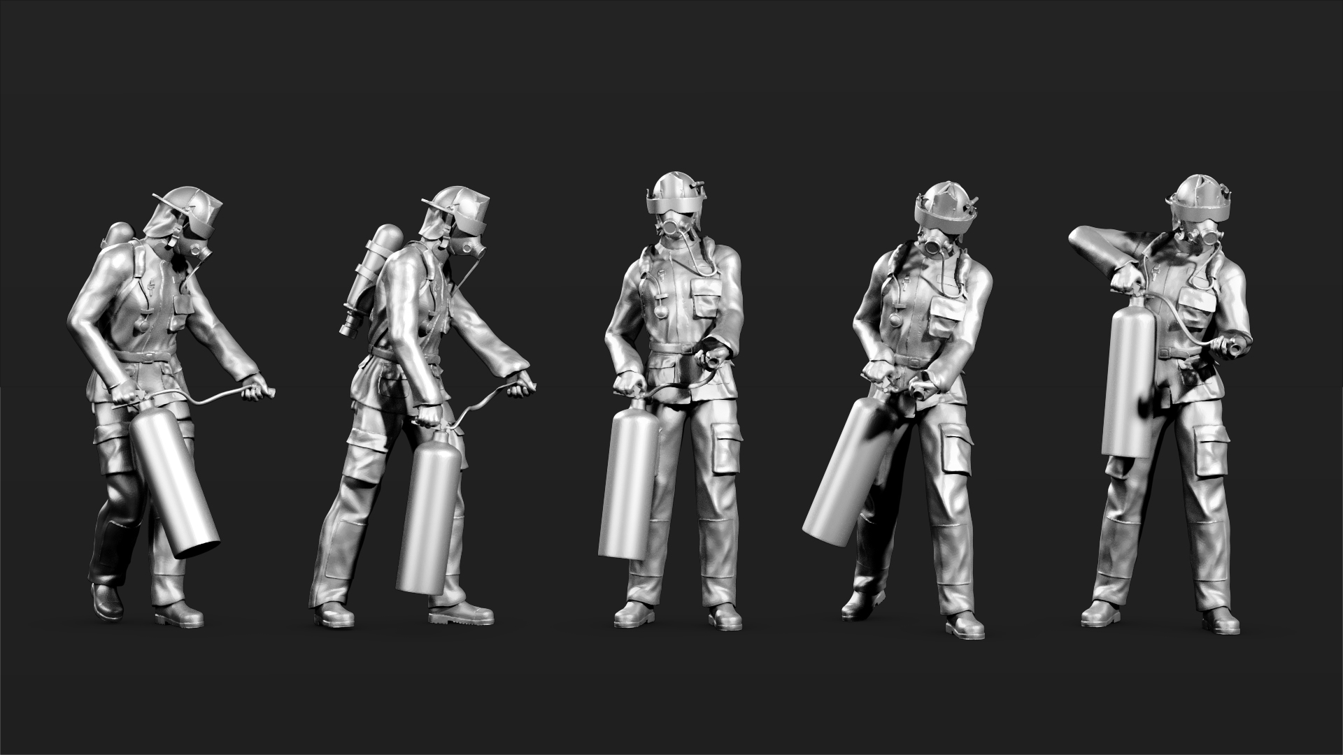 3D file Fireman figures Set 02・3D printer design to download・Cults