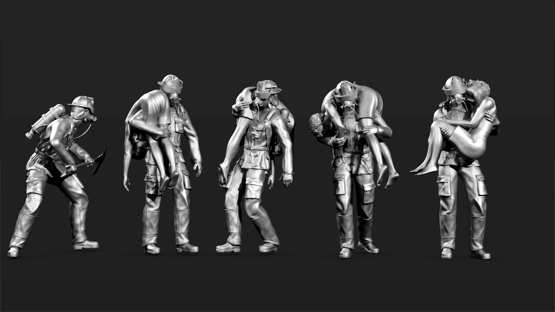 3D file Fireman Poses 01・3D printing idea to download・Cults