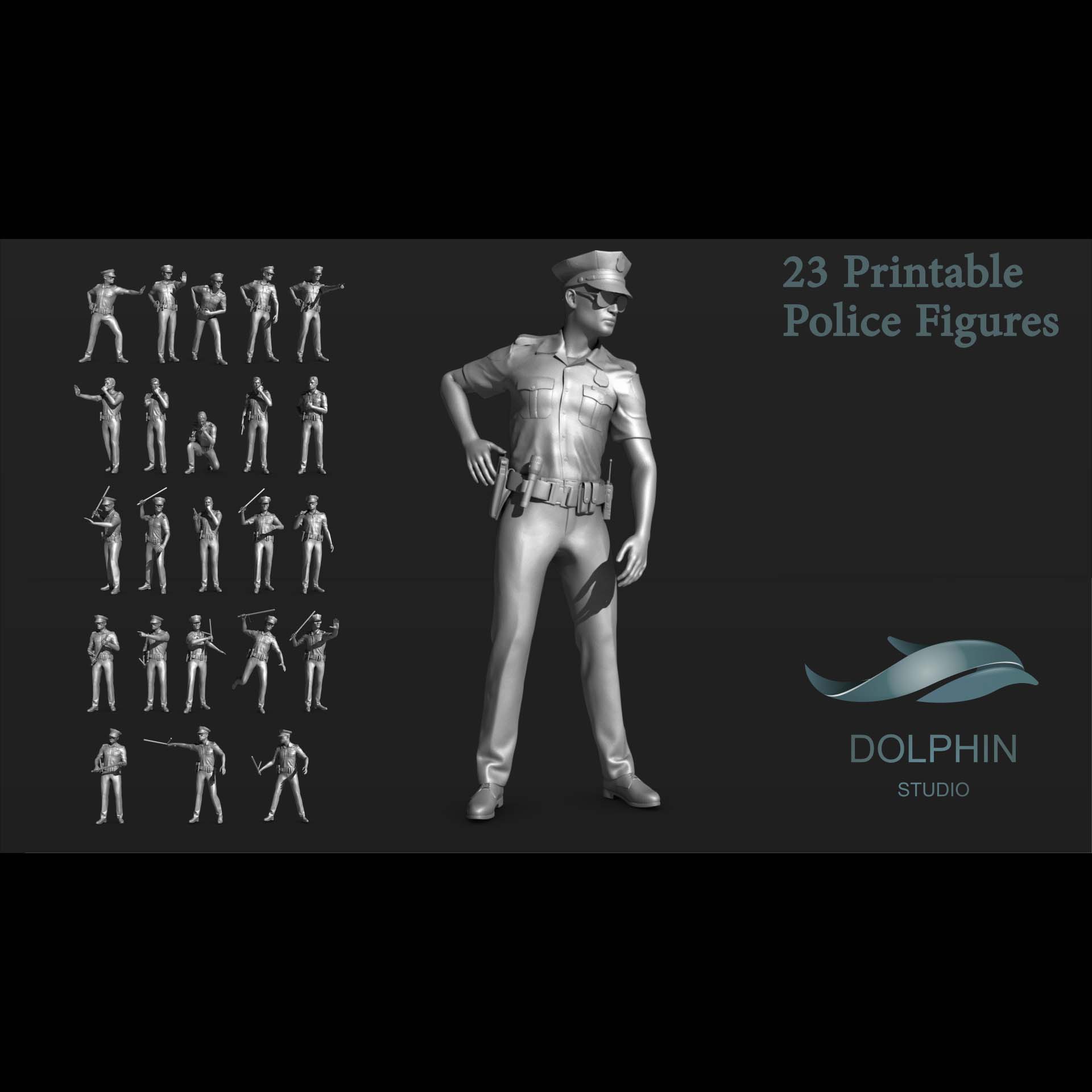 3D file Police Figure set 02 🚓・3D print model to download・Cults