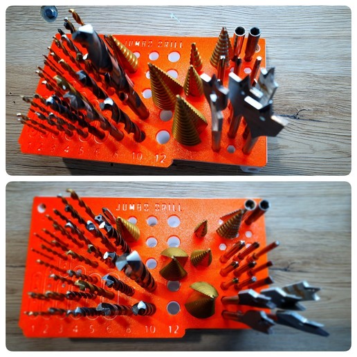Download STL file JUMBO-DRILL Drill and bit workshop organizer • 3D ...