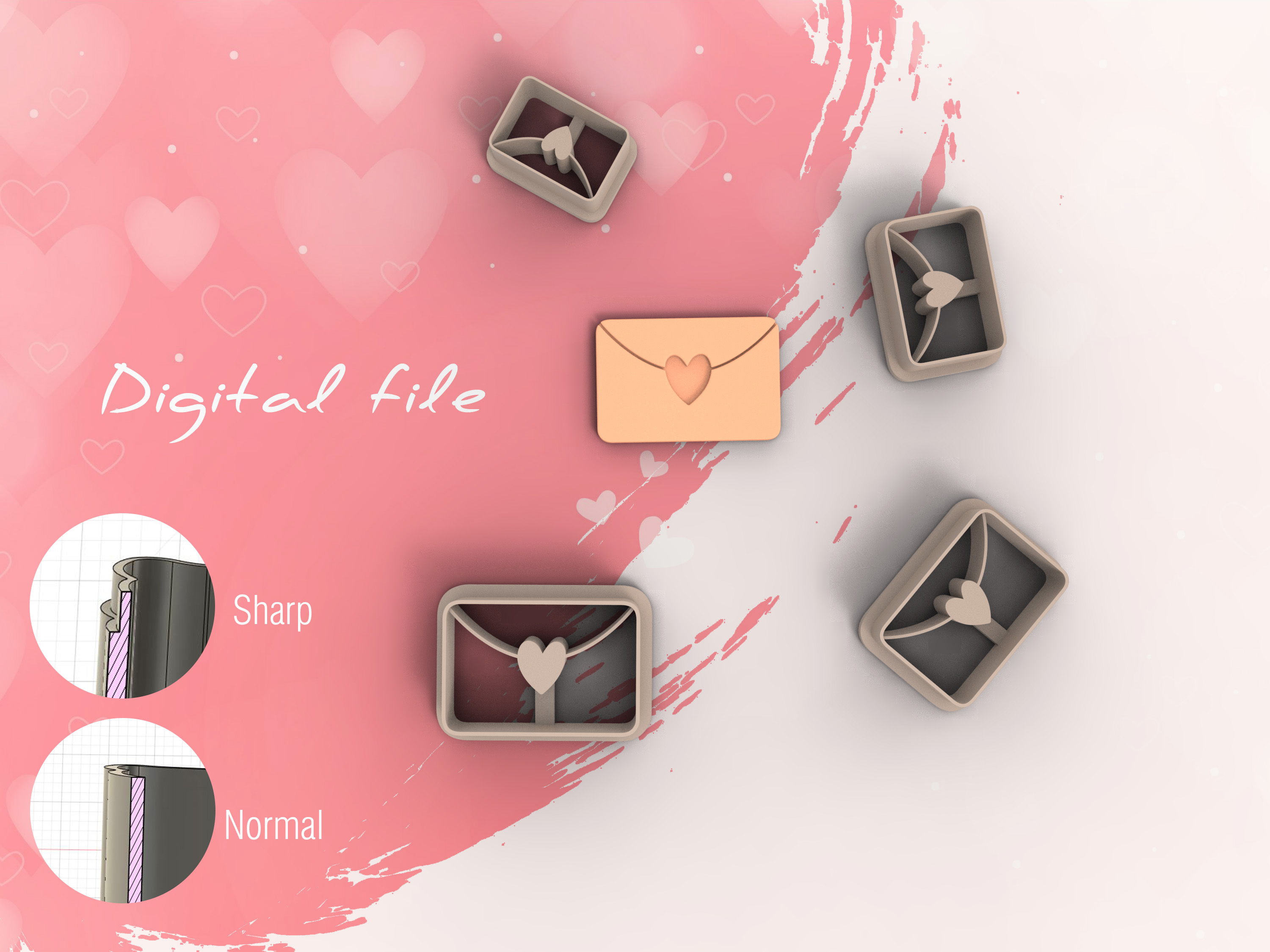 STL file Valentine Love Envelope 2 Polymer Clay Cutter | Digital STL ...
