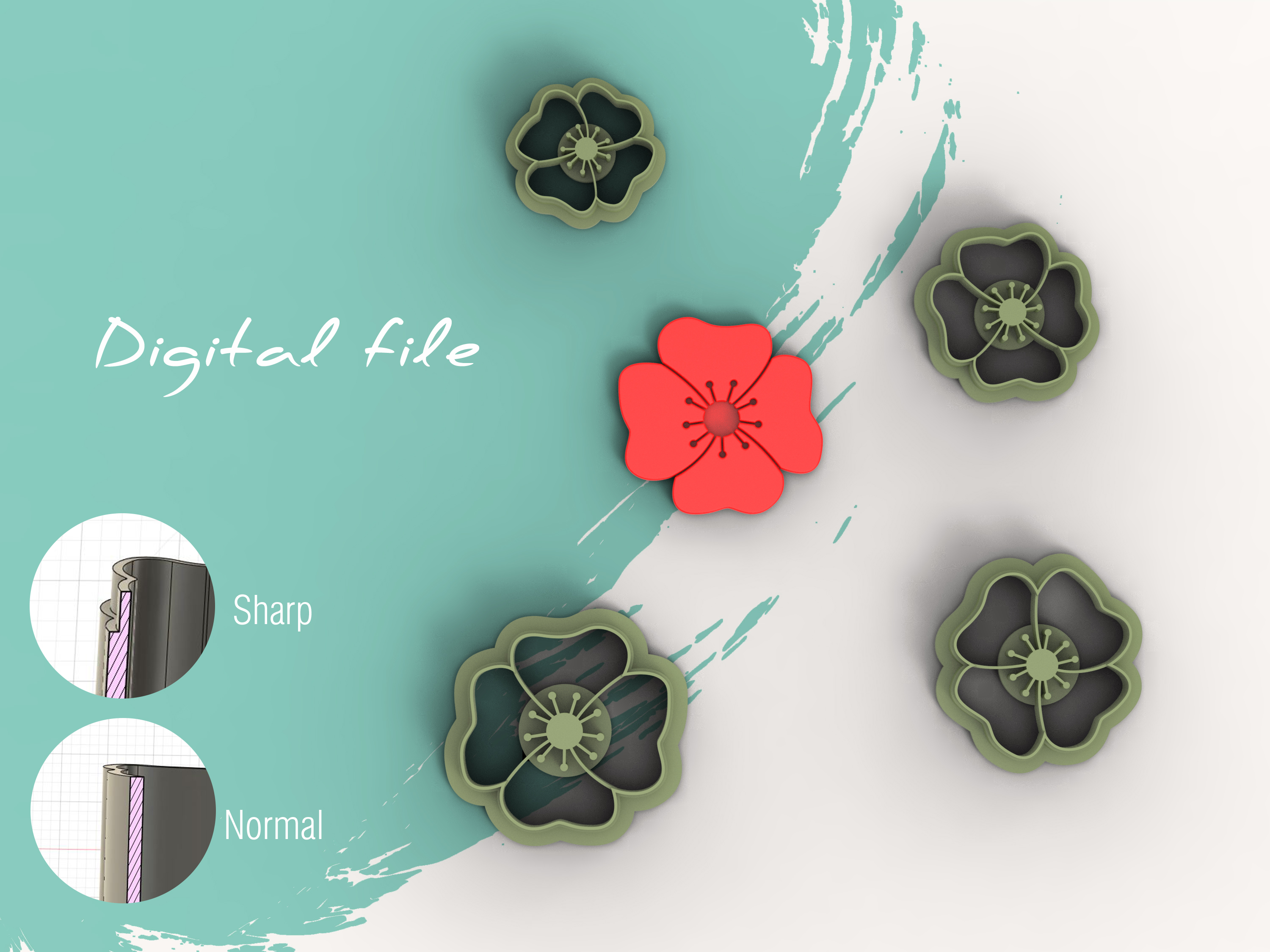STL file Poppy Flower Clay Cutter | Digital STL File | 4 Sizes | 2 ...