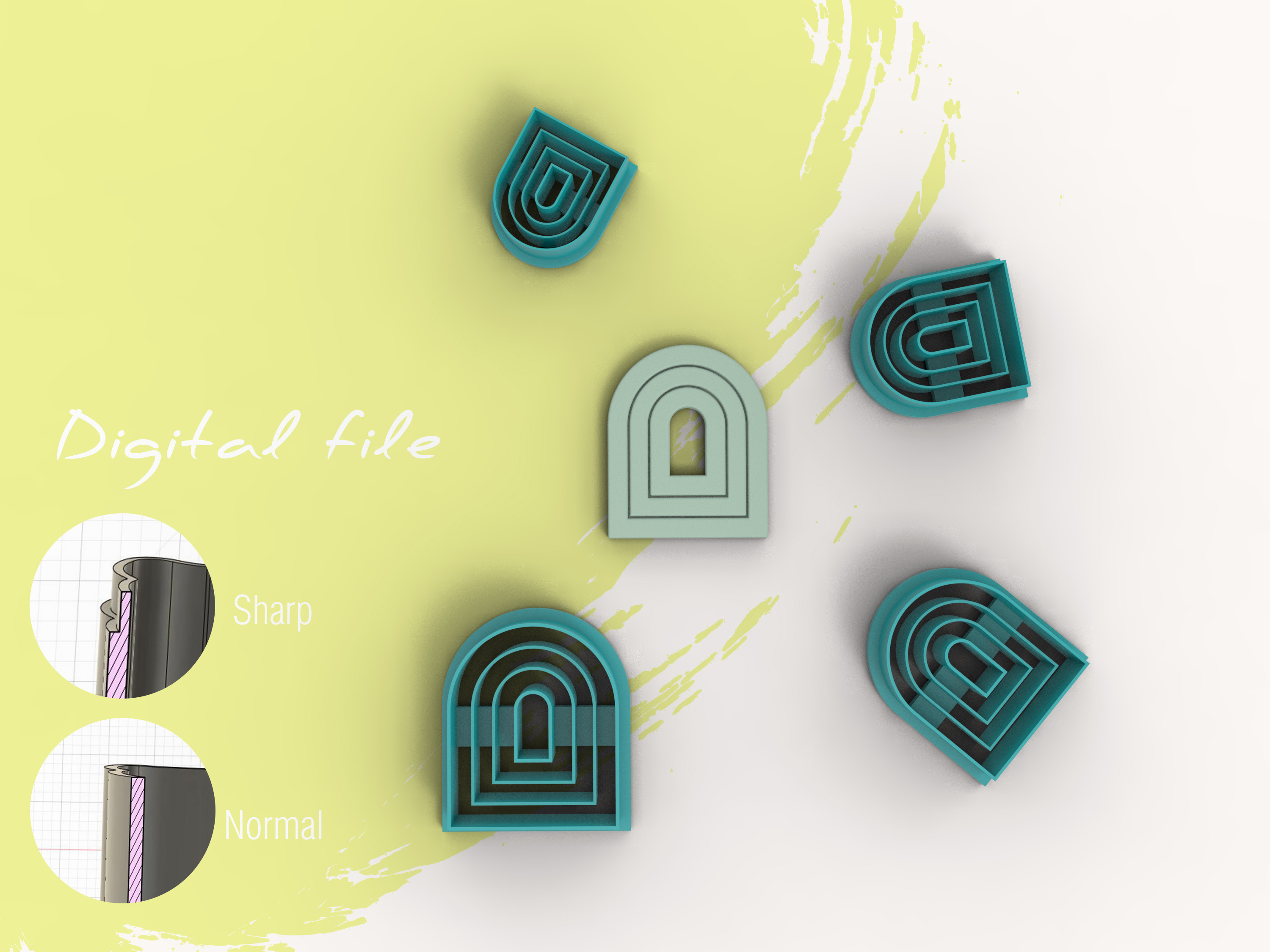 STL file Short Arch with Lines Polymer Clay Cutter | Geometric ...