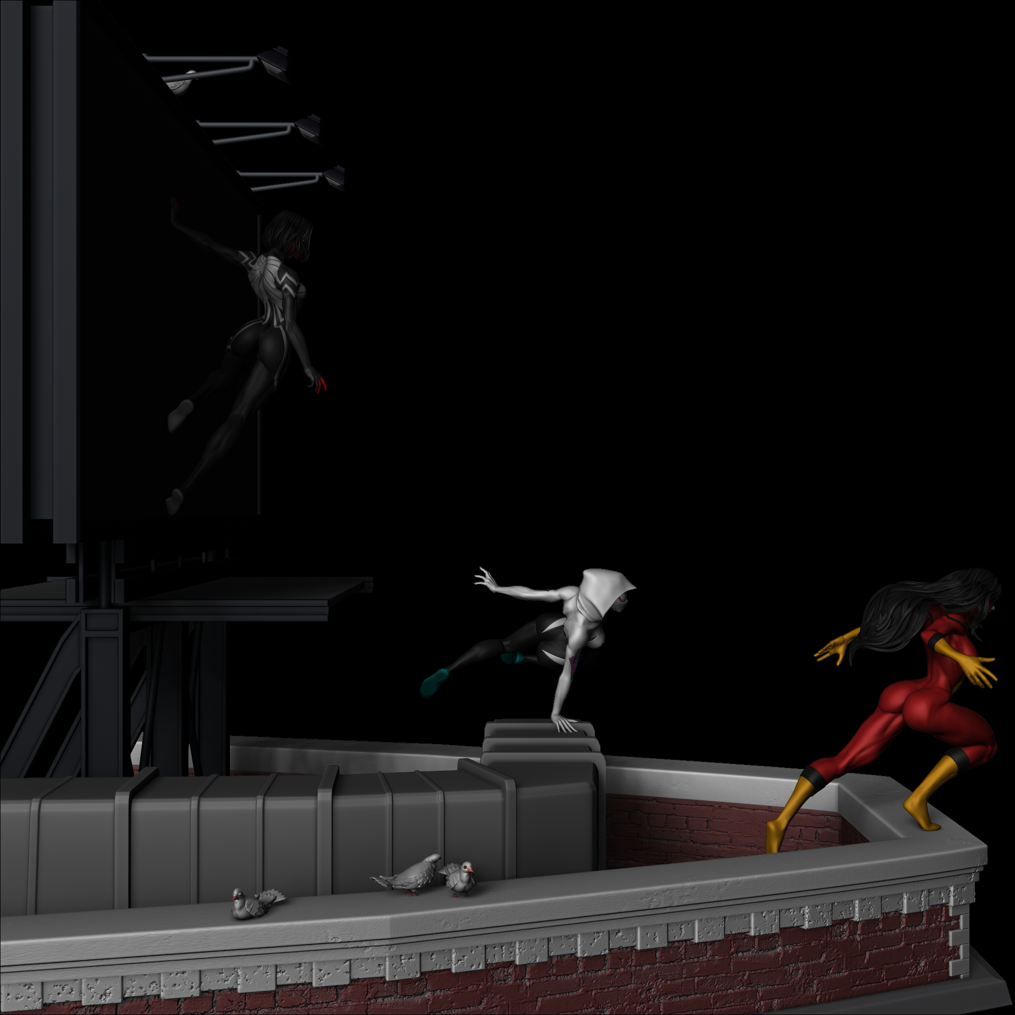 3D file Spider Woman Silk and Gwen Diorama 3D print model・3D print ...
