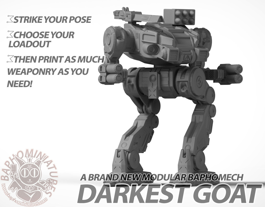 3D file Mech- Darkest Goat with free pilot and interchangeable weapons ...
