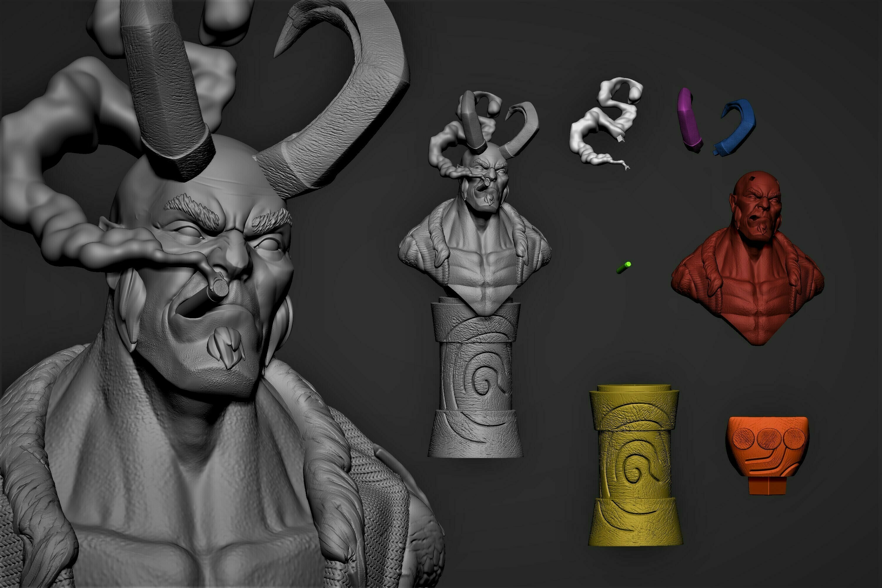 Free STL file Hellboy busto 🎨・3D printer design to download・Cults