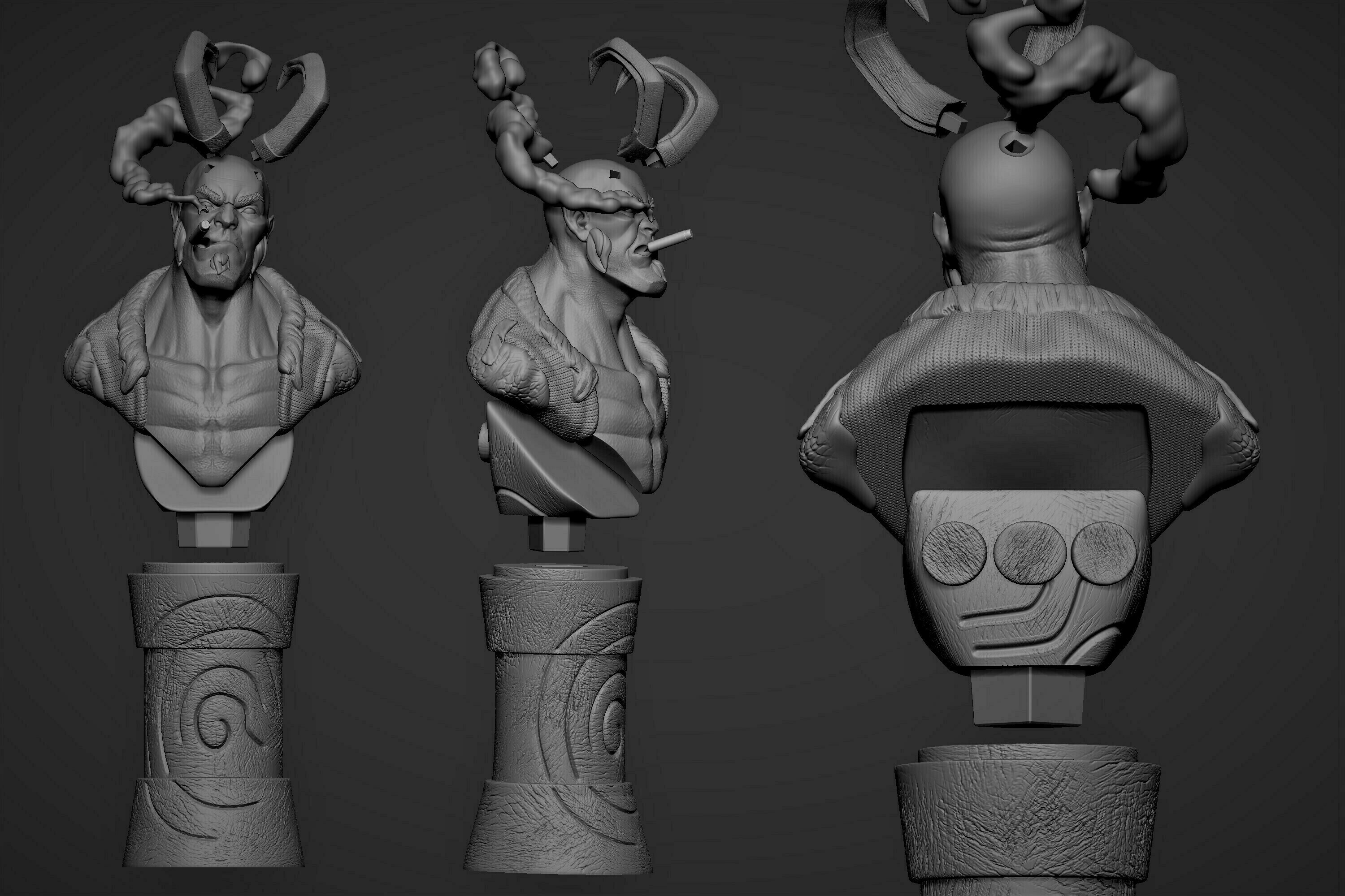 Archivo STL gratuito Hellboy busto・Design para impresora 3D para ...