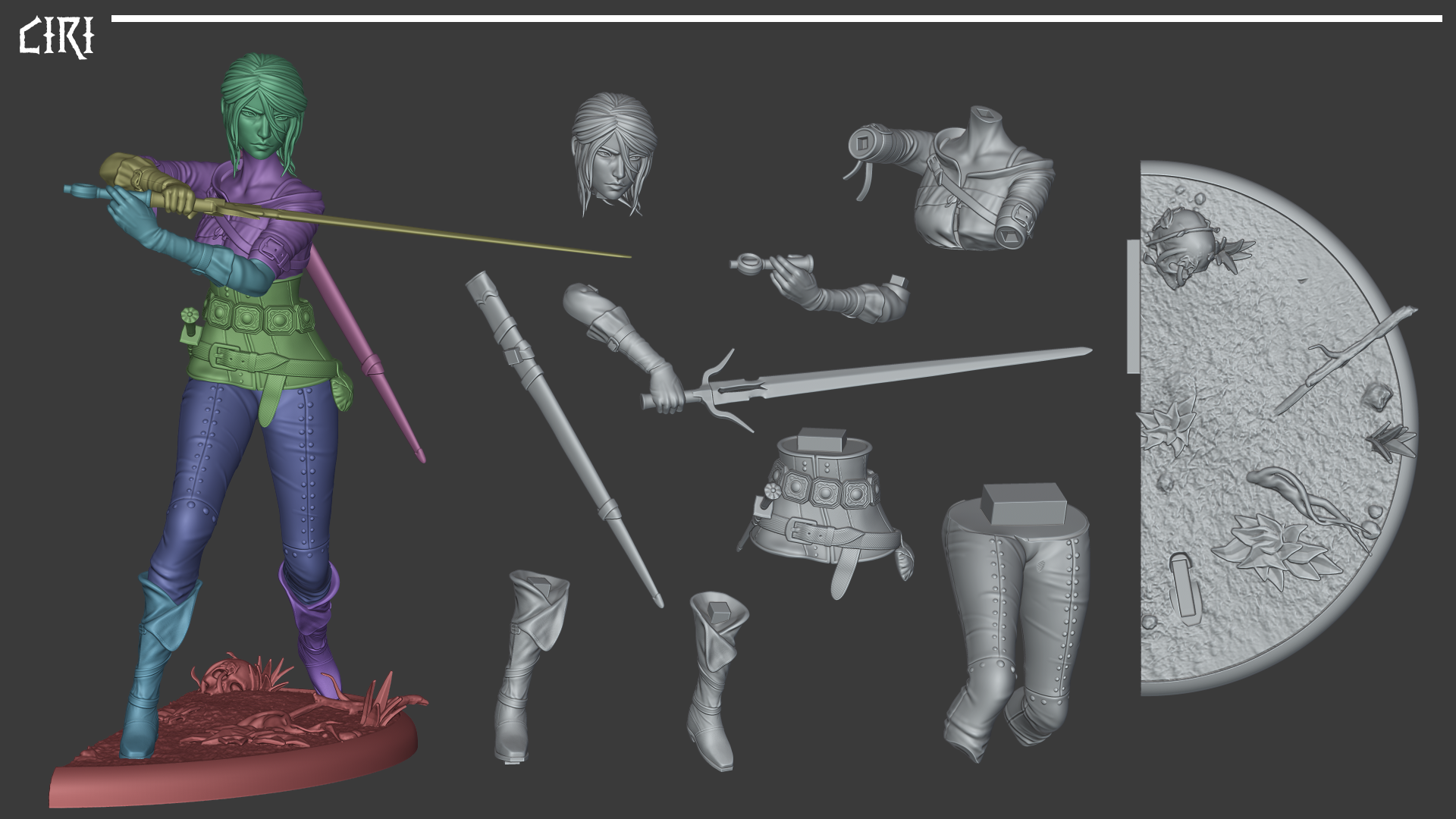 3D file Ciri & Geralt - The Witcher 3・3D printable design to download・Cults