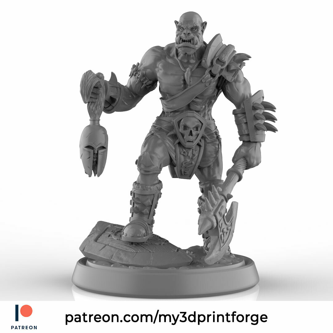 3D file Ork Warrior STL 32mm and 75mm pre-supported・3D printable design ...
