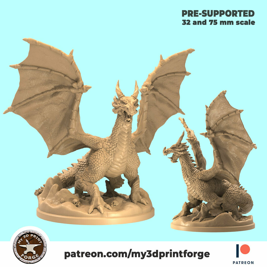 3D file The ancient dragon 32/75mm scale pre-supported 🐉・Template to ...