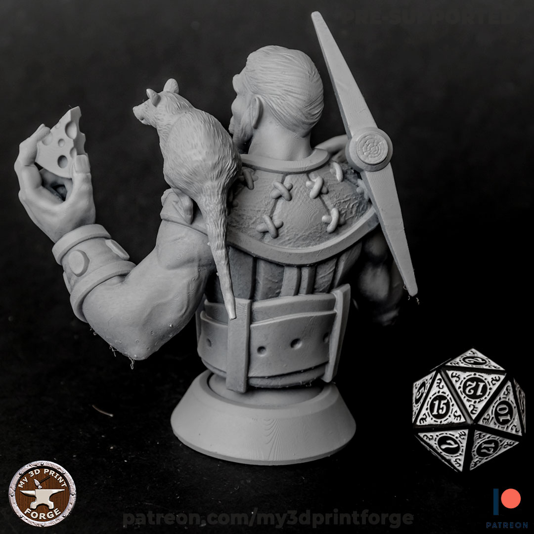 3D file Miner with a rat BUST・Design to download and 3D print・Cults