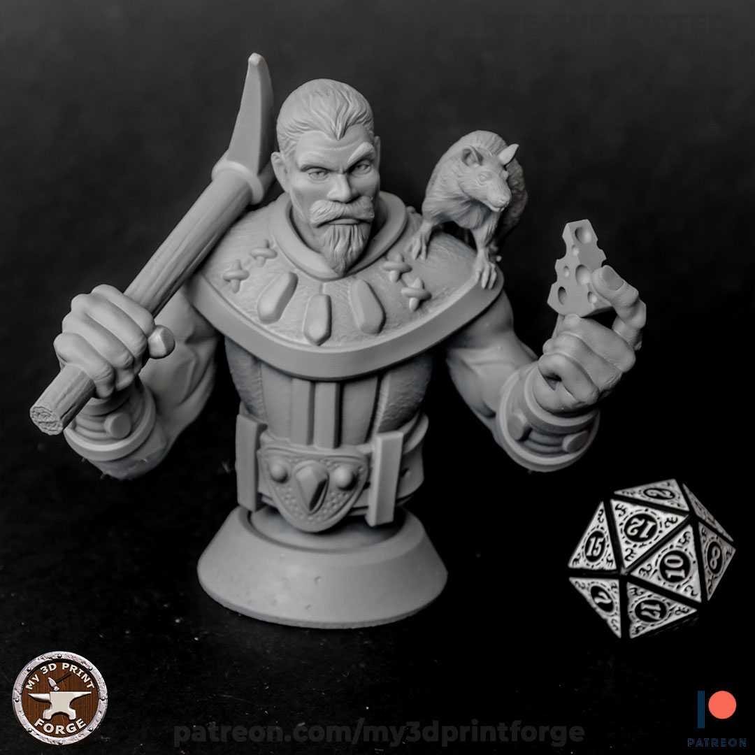 3D file Miner with a rat BUST・Design to download and 3D print・Cults