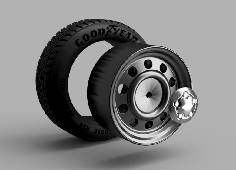 STL file Ford crown victoria police rims with goodyear tires for scale ...