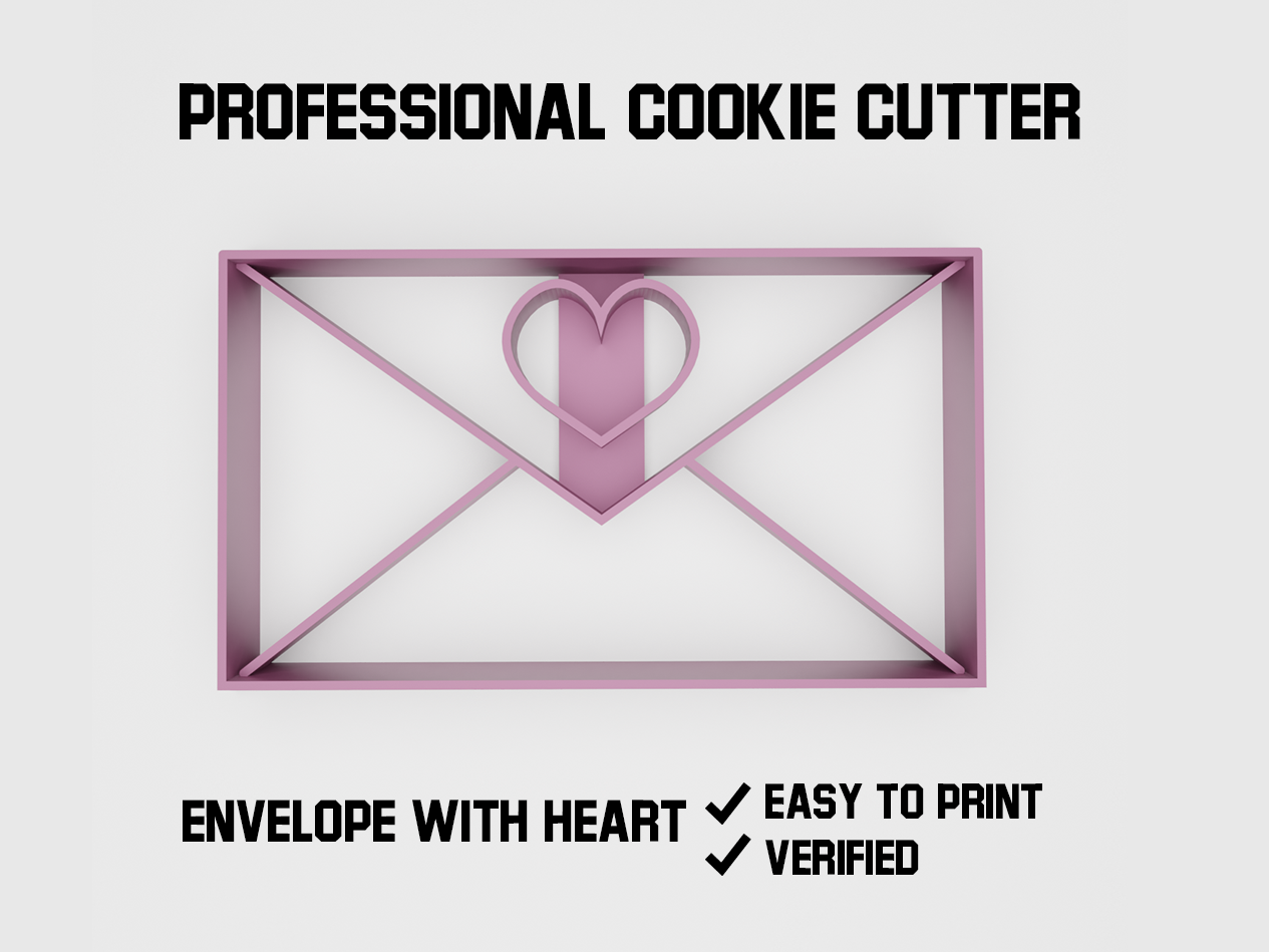 STL file Envelope with heart cookie cutter・3D printer model to download ...
