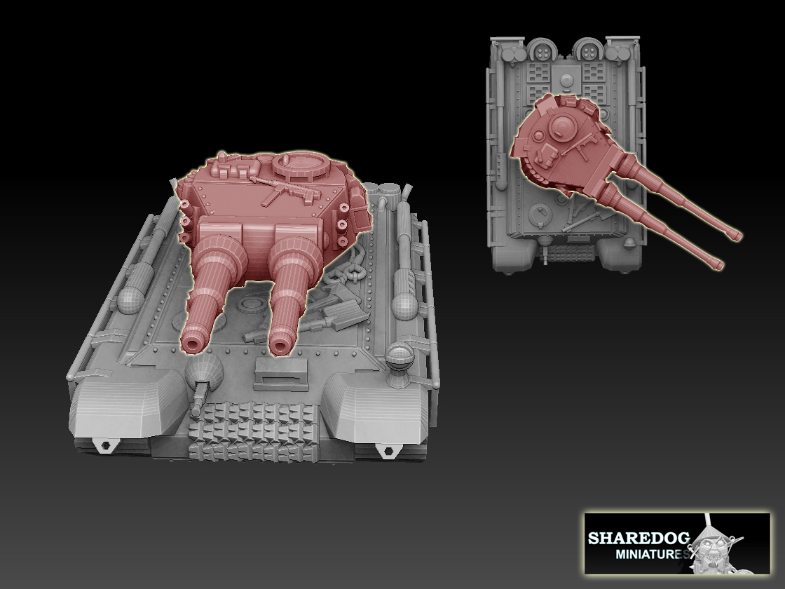 STL file Double Barrelled Tiger Tank Turrets・Template to download and ...