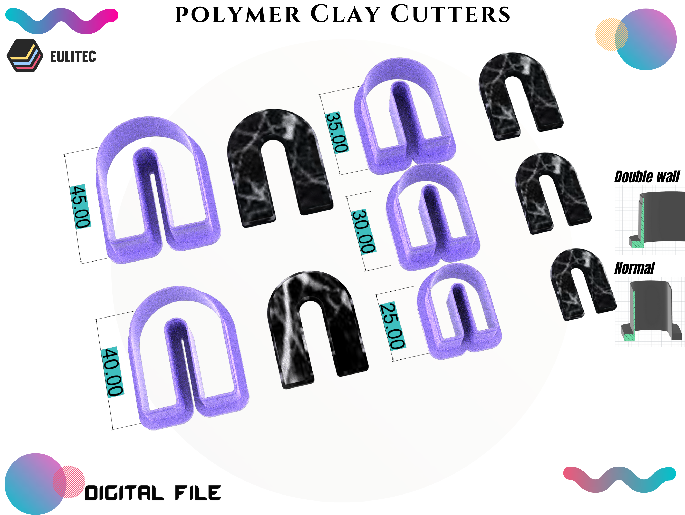 3D file Polymer Clay Cutter *5 Sizes 2 cut versions/Arches with rounded ...