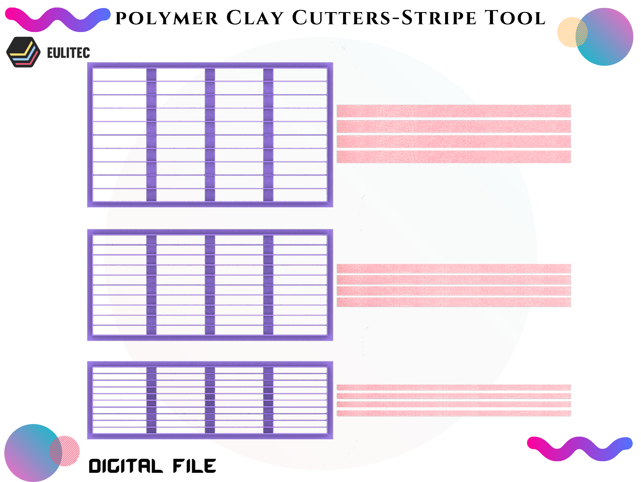 STL file POLYMER CLAY CUTTERS-stripe tool*3 size/EULITEC.COM/CC ...