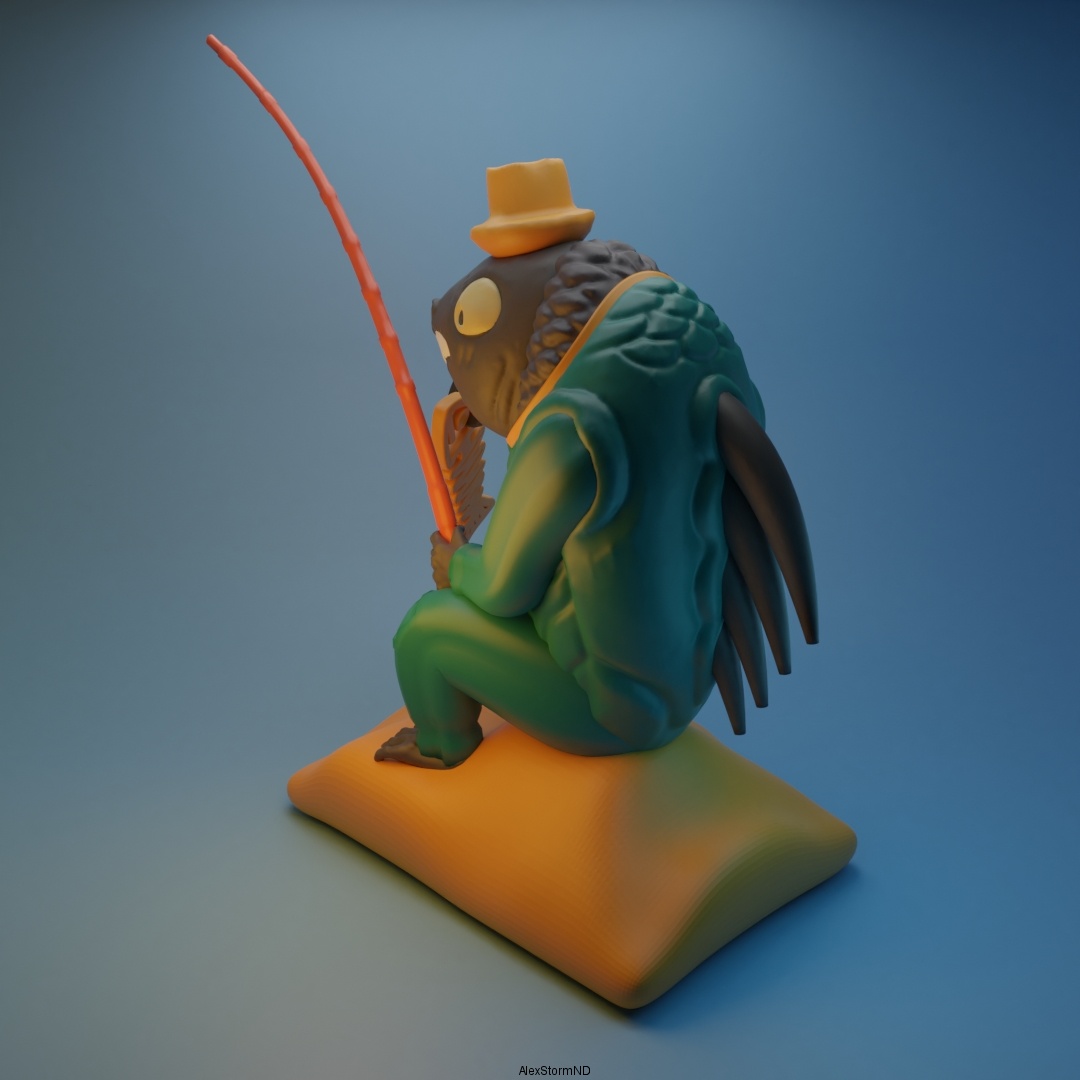 STL file The fish is fishing・Model to download and 3D print・Cults