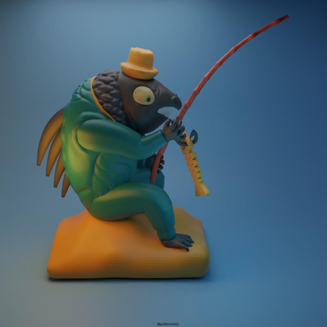 STL file The fish is fishing・Model to download and 3D print・Cults