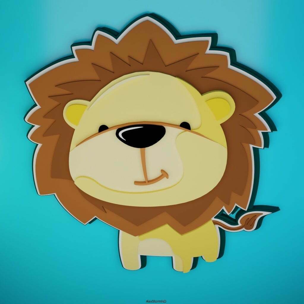 Free STL file Flat lion・3D printer design to download・Cults