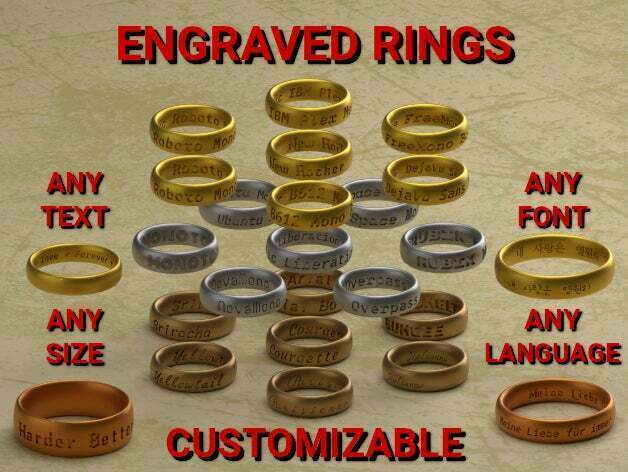 Free STL file Customizable Engraved Rings・3D printer design to download ...