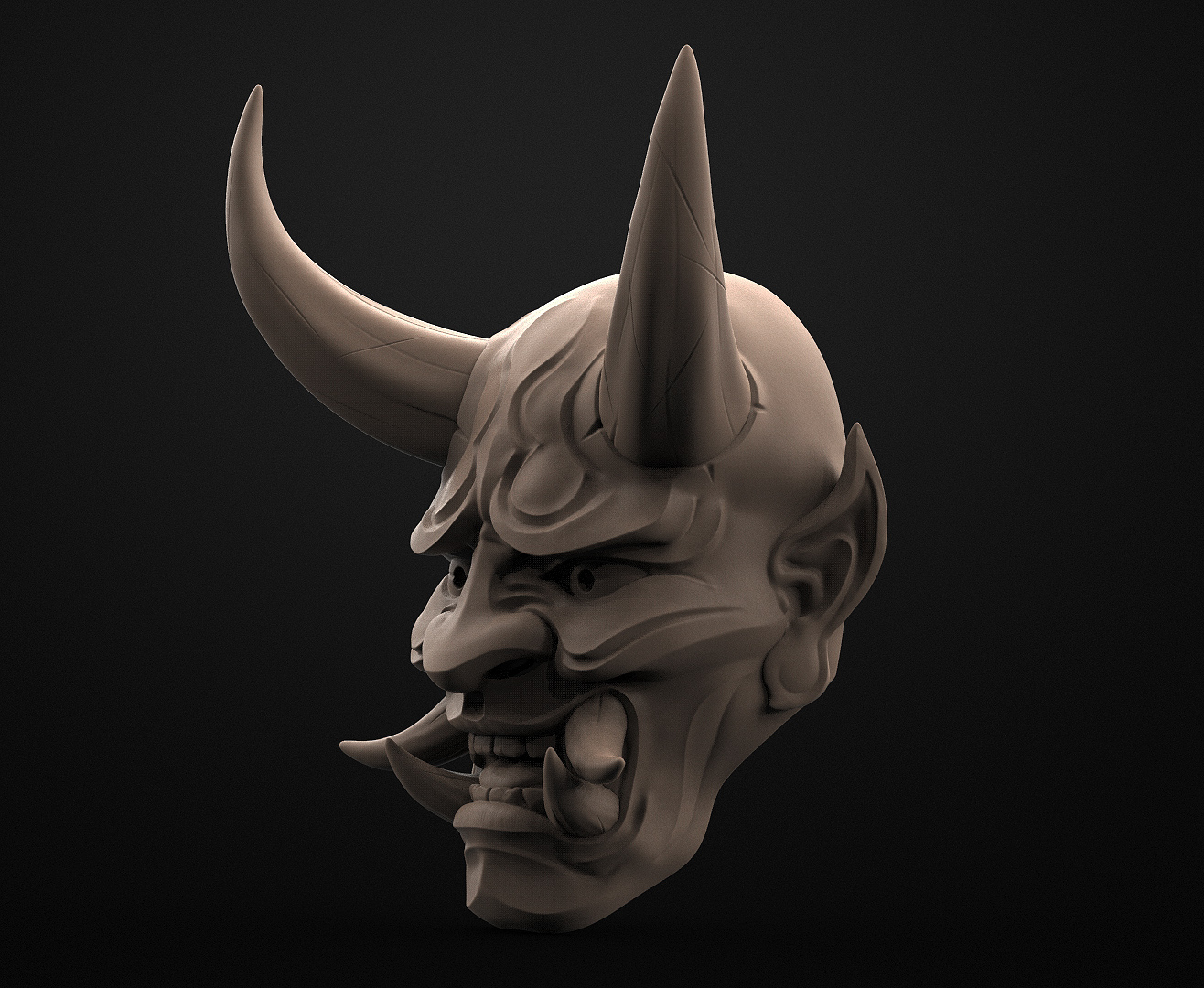 STL file Hannya Mask Magnet on Fridge Oni Mask Samurai Mask 3D print ...