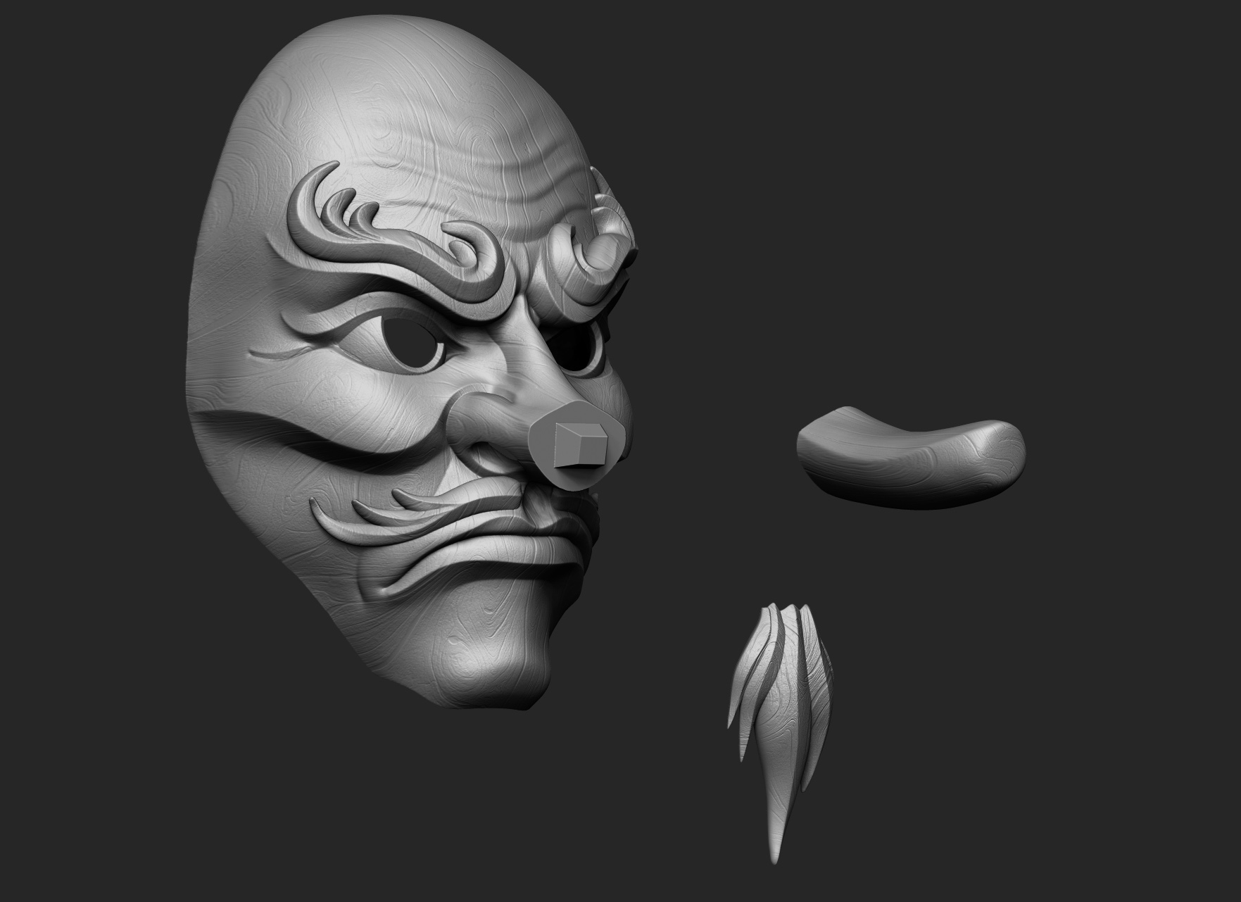 OBJ file Japanese Tengu Mask Oni Demon Mask Samurai Mask 3D print model ...