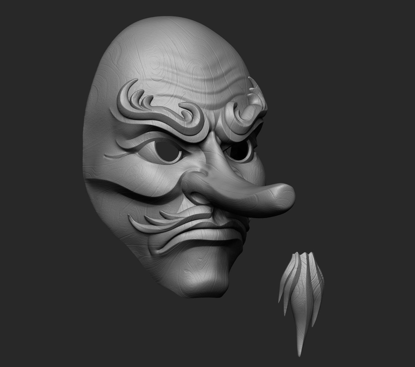 OBJ file Japanese Tengu Mask Oni Demon Mask Samurai Mask 3D print model ...