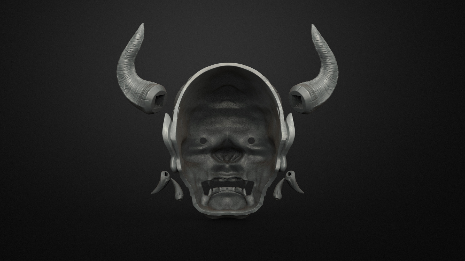 OBJ file Traditional Japanese Hannya Mask Oni Mask Samurai Mask 3D ...