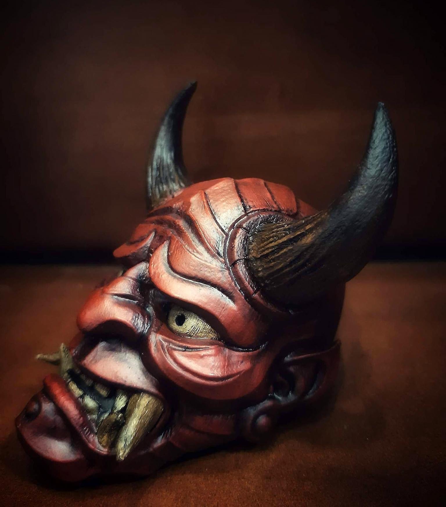 OBJ file HANNYA MASK MAGNET ON FRIDGE ONI MASK SAMURAI MASK 3D PRINT 🧲 ...