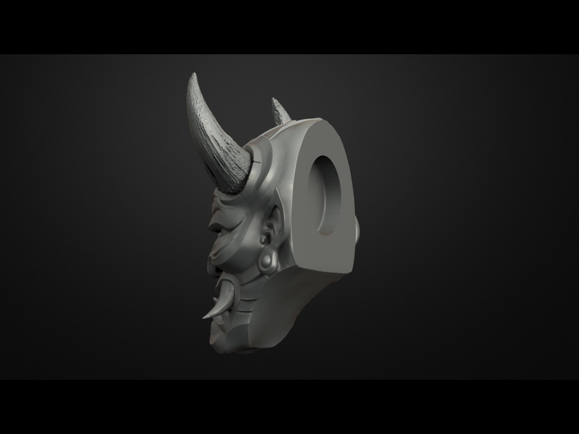 OBJ file HANNYA MASK MAGNET ON FRIDGE ONI MASK SAMURAI MASK 3D PRINT 🧲 ...